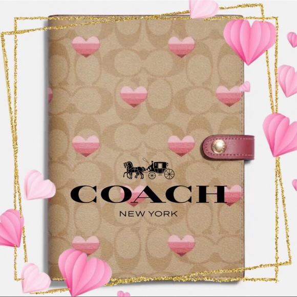 Coach | Office | Coach Notebook In Signature Canvas With Stripe Heart ...
